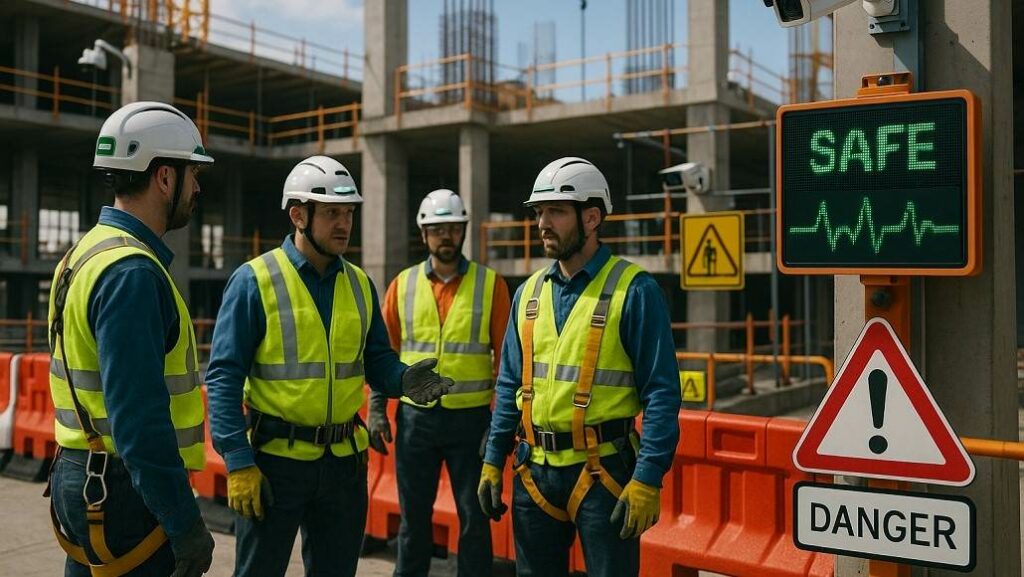 Concrete Construction Safety with PPE and Jobsite Equipment